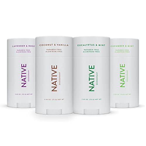 Native Deodorant | Natural Deodorant for Women and Men, Aluminum Free with Baking Soda, Probiotics, Coconut Oil | Coconut & Vanilla, Lavender & Rose, Cucumber & Mint, Eucalyptus & Mint