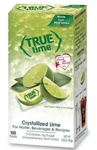 true lime water enhancer, bulk dispenser pack (100 packets), 0 calorie drink mix packets for water, sugar free lime flavoring powder packets, water flavor packets made with real limes(pack of 1)