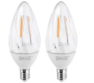 ryet led bulb e12 200 lumen 2w 2700k, chandelier/twisted clear, 2 pack