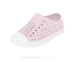 native shoes, jefferson bling child, kids lightweight sneaker, milk pink bling/shell white, 9 m us toddler