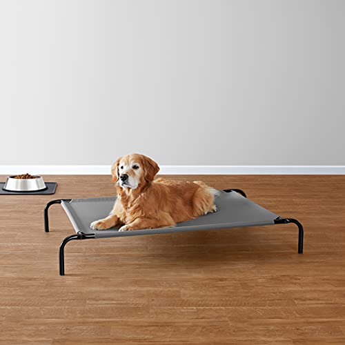 Amazon Basics Cooling Elevated Dog Bed with Metal Frame, Large, 51 x 31 x 8 Inches, Grey