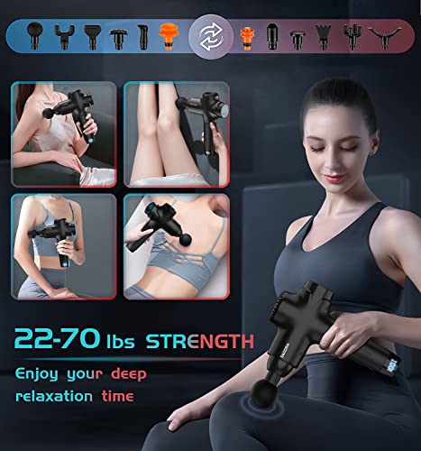 Massage Gun - Percussion Muscle Massage Gun for Athletes, Super Quiet Portable Electric Sport Massager, Handheld Deep Tissue Massager of Y8 Pro Max (Dark Black)