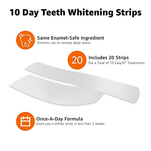 Amazon Basics 10 Day Teeth Whitening Strips Kit, 10 Treatments, 1-Pack (Previously Solimo)