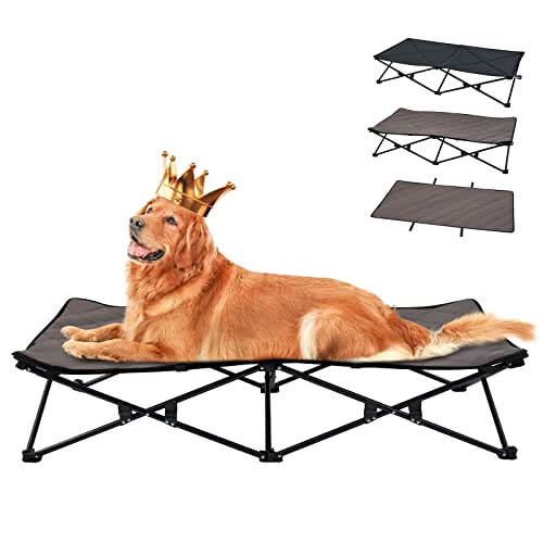 KingCamp Elevated Dog Bed with Separate Washable Sleeping Mat Raised Dog Bed Large Dog Cot Outdoor Dog Bed Pet Folding Dog Cot Stable Durable Frame Breathable Mesh Camping Indoor+Carrying Bag