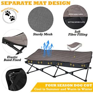 KingCamp Elevated Dog Bed with Separate Washable Sleeping Mat Raised Dog Bed Large Dog Cot Outdoor Dog Bed Pet Folding Dog Cot Stable Durable Frame Breathable Mesh Camping Indoor+Carrying Bag