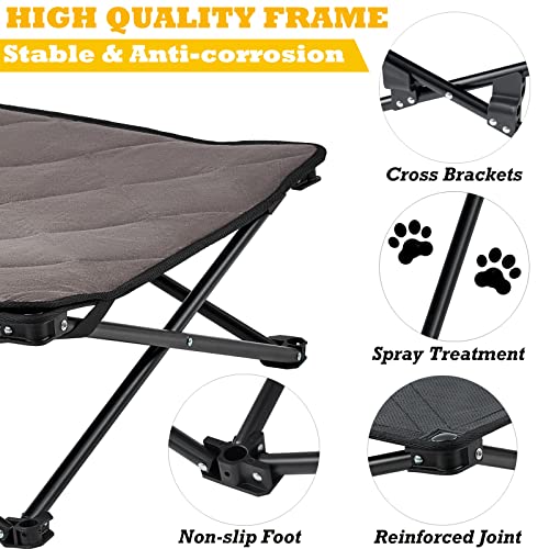 KingCamp Elevated Dog Bed with Separate Washable Sleeping Mat Raised Dog Bed Large Dog Cot Outdoor Dog Bed Pet Folding Dog Cot Stable Durable Frame Breathable Mesh Camping Indoor+Carrying Bag