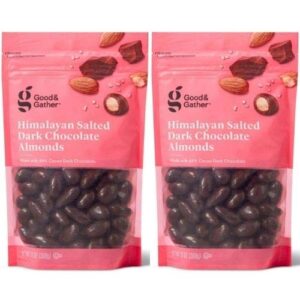 Good & Gather Himalayan Salted Dark Chocolate Almonds. 13 Ounce. Sweet and Salty Snack. 64% Cacao. (2 Pack)