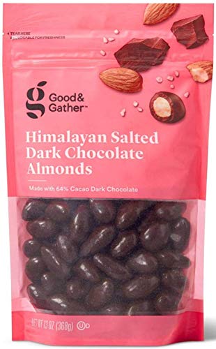 Good & Gather Himalayan Salted Dark Chocolate Almonds. 13 Ounce. Sweet and Salty Snack. 64% Cacao. (2 Pack)