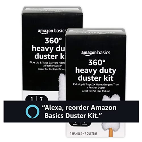 Amazon Basics 360 Heavy Duty Duster Kit, 7 Dusters and 1 Handle (Pack of 2)