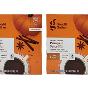 Good & Gather Pumpkin Spice Coffee Pods - Pack of 2 Boxes 16 Per Box 32 Total 100% Arabica Limited Edition Naturally Flavored, 8 Count (Pack 2)