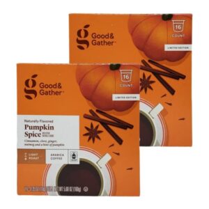 Good & Gather Pumpkin Spice Coffee Pods - Pack of 2 Boxes 16 Per Box 32 Total 100% Arabica Limited Edition Naturally Flavored, 8 Count (Pack 2)