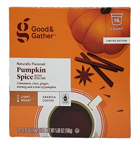 Good & Gather Pumpkin Spice Coffee Pods - Pack of 2 Boxes 16 Per Box 32 Total 100% Arabica Limited Edition Naturally Flavored, 8 Count (Pack 2)