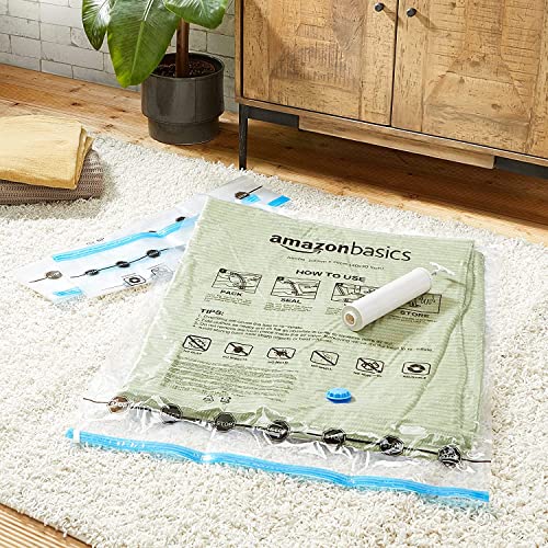 Amazon Basics Vacuum Compression Storage Bags with Hand Pump - 20 Pack (5 Small, 5 Medium, 5 Large & 5 Jumbo)