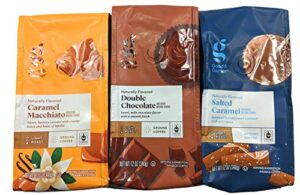 good & gather 3 pack 12 oz flavored ground coffee, caramel macchiato, double chocolate, salted caramel, light roast, fair trade certified arabica coffee