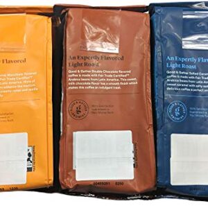 Good & Gather 3 Pack 12 oz Flavored Ground Coffee, Caramel Macchiato, Double Chocolate, Salted Caramel, Light Roast, Fair Trade Certified Arabica Coffee