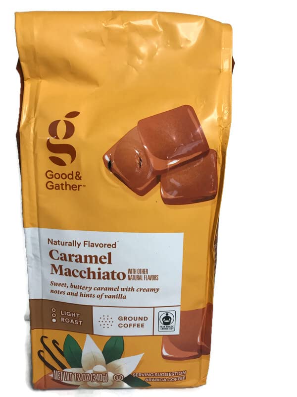 Good and Gather Caramel Macchiato and Salted Caramel Ground Coffee Variety Bundle, (Pack of 2) 12 oz Bags