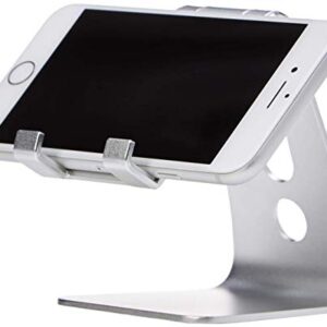 Amazon Basics Adjustable Aluminum Cell Phone Desk Stand for iPhone and Android, Silver