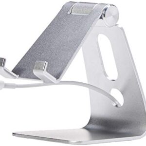 Amazon Basics Adjustable Aluminum Cell Phone Desk Stand for iPhone and Android, Silver