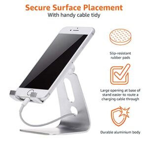 Amazon Basics Adjustable Aluminum Cell Phone Desk Stand for iPhone and Android, Silver