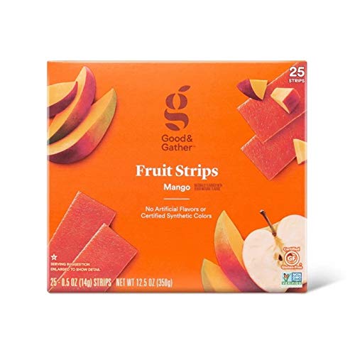 Fruit Strips Mango Fruit Leathers Healthy Snack Made with Real Fruit Puree Concentrate Good and Gather 25 Strips (Mango)