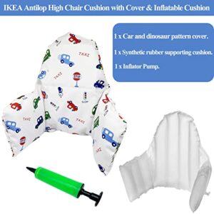 High Chair Cushion with Cover for IKEA Antilop High Chair, Wooden High Chair Pad Pillow, Built-in Inflatable Cushion