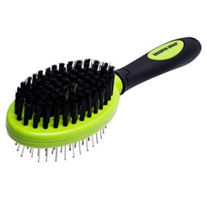 sharper image dog brush pet grooming tools -pet brush cat brush 2 sided bristle grooming brush long & short hair tangled hair removing shedding loose undercoat fur – all breeds (black and green)