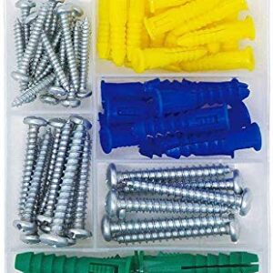 DIY.TK Plastic Self Drilling Drywall Ribbed Anchors with Phillips Pan Head Self Tapping Screws Assortment Kit,66 Pieces