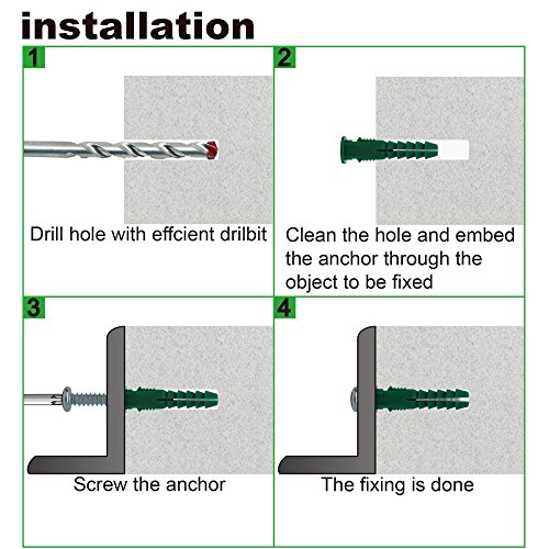 DIY.TK Plastic Self Drilling Drywall Ribbed Anchors with Phillips Pan Head Self Tapping Screws Assortment Kit,66 Pieces