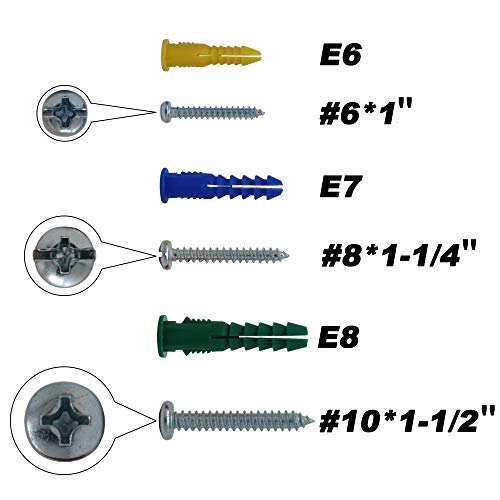 DIY.TK Plastic Self Drilling Drywall Ribbed Anchors with Phillips Pan Head Self Tapping Screws Assortment Kit,66 Pieces