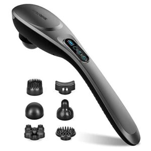 handheld massager – 6 speeds & 6 modes, 6 interchangeable nodes, cordless massager muscle massager for back, foot, neck, shoulder, and leg, body pain relief, home & office, grey