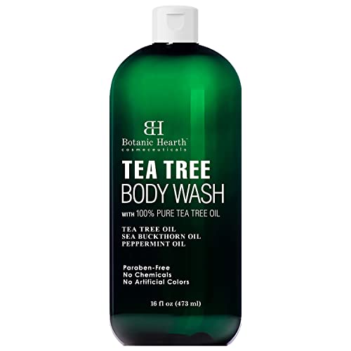 Botanic Hearth Tea Tree Body Wash, Helps with Nails, Athletes Foot, Ringworms, Jock Itch, Acne, Eczema & Body Odor, Soothes Itching & Promotes Healthy Skin and Feet, Naturally Scented, 16 fl oz