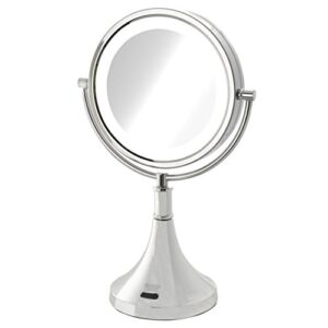 sharper image 8x-1x led lighted sensor mirror, chrome, 2.95 lb