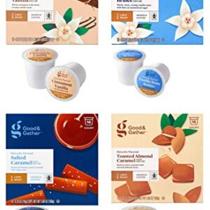 Granny's Pantry Good and Gather Naturally Flavored Single Serve Coffee Pods Bundle of 4 Limited Edition Flavors Cinnamon Vanilla Toasted Almond Caramel Salted Carmel and Vanilla Bean Brulee Fair Trade Certified,16 Count(Pack of 4)