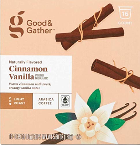 Granny's Pantry Good and Gather Naturally Flavored Single Serve Coffee Pods Bundle of 4 Limited Edition Flavors Cinnamon Vanilla Toasted Almond Caramel Salted Carmel and Vanilla Bean Brulee Fair Trade Certified,16 Count(Pack of 4)