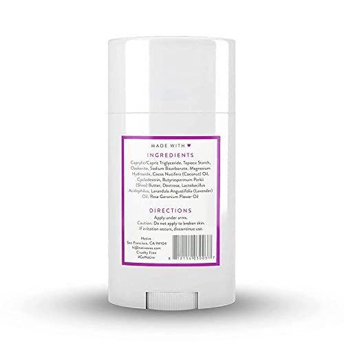 Native Deodorant | Natural Deodorant for Women and Men, Aluminum Free with Baking Soda, Probiotics, Coconut Oil and Shea Butter | Lavender & Rose