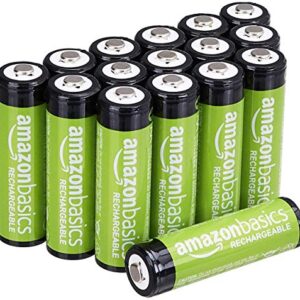 Amazon Basics 16-Pack AA Rechargeable Batteries, Recharge up to 1000x, Standard Capacity 2000 mAh, Pre-Charged