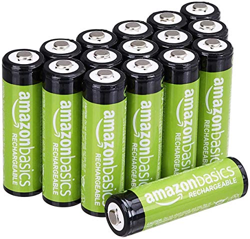 Amazon Basics 16-Pack AA Rechargeable Batteries, Recharge up to 1000x, Standard Capacity 2000 mAh, Pre-Charged