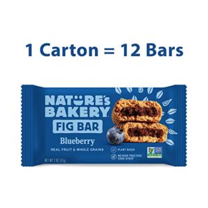 Nature’s Bakery Whole Wheat Fig Bars, Blueberry, Real Fruit, Vegan, Non-GMO, Snack bar, Twin packs- 12 count