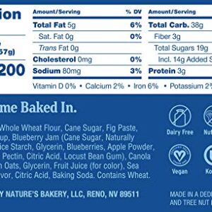 Nature’s Bakery Whole Wheat Fig Bars, Blueberry, Real Fruit, Vegan, Non-GMO, Snack bar, Twin packs- 12 count