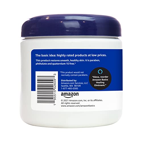 Amazon Basics Healing Ointment and Skin Protectant for Dry & Cracked Skin, Fragrance Free, 14 Ounce, Pack of 1