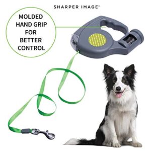 Sharper Image 3 in 1 Retractable Dog Leash with Flashlight and Waste Bag Dispenser (Grey)