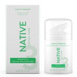 native sensitive facial moisturizer, aloe & vitamin b3 moisturizing face moisturizer, face lotion, spf 30, 1.7 fl oz