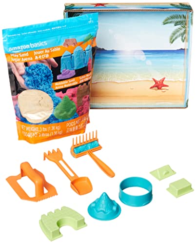 Amazon Basics Play Sand with Castle Molds, Natural Brown Color