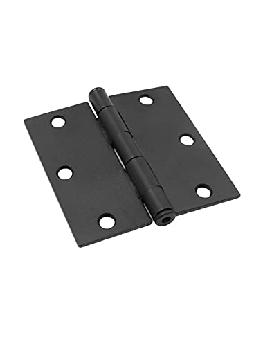 3-1/2 in. Matte Black Square Corner Smooth Action Hinge (3-Pack)