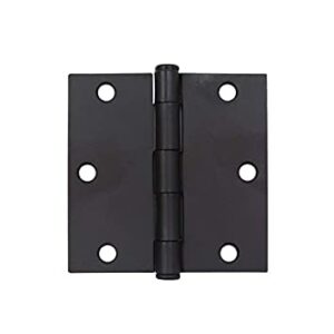 3-1/2 in. Matte Black Square Corner Smooth Action Hinge (3-Pack)