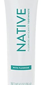 Native Toothpaste Made from Naturally-Derived Cleaners and Simple Ingredients That Safely Whitens Teeth, 4.1 oz, Wild Mint with Fluoride - 1 Count