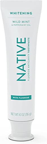 Native Toothpaste Made from Naturally-Derived Cleaners and Simple Ingredients That Safely Whitens Teeth, 4.1 oz, Wild Mint with Fluoride - 1 Count