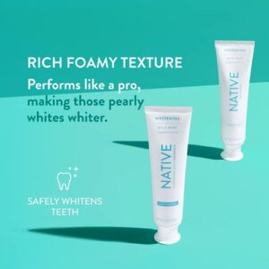 Native Toothpaste Made from Naturally-Derived Cleaners and Simple Ingredients That Safely Whitens Teeth, 4.1 oz, Wild Mint with Fluoride - 1 Count