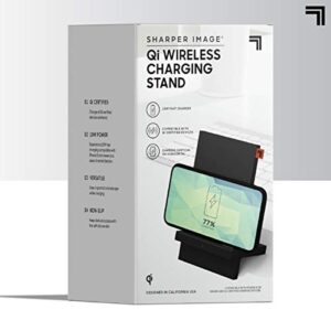 SHARPER IMAGE Wireless Qi Charging Dock, Wirelessly Charge Compatible Devices, 10-Watt Fast Charger, Sleek Stand with Finish Protecting Coating, Ultimate Smartphone Accessory