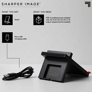 SHARPER IMAGE Wireless Qi Charging Dock, Wirelessly Charge Compatible Devices, 10-Watt Fast Charger, Sleek Stand with Finish Protecting Coating, Ultimate Smartphone Accessory